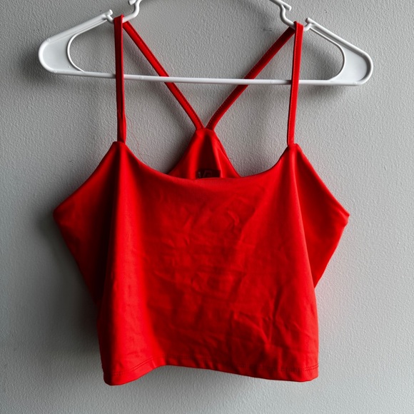 Tops | Vibrant Red Strappy Crop Top | Poshmark